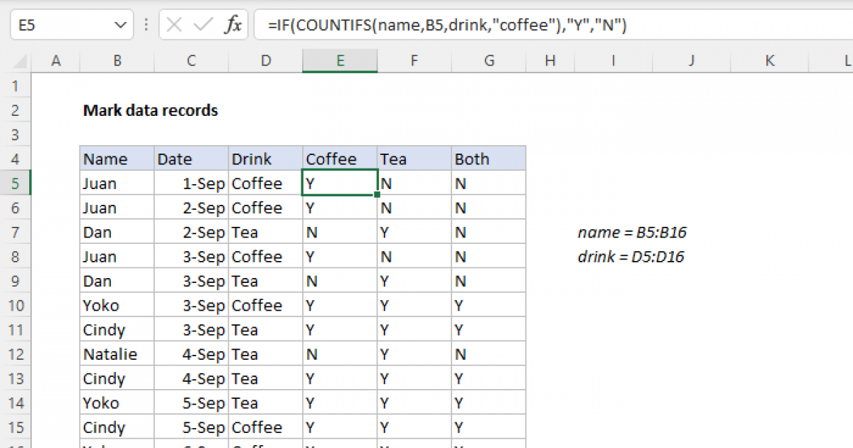 Mark Rows With Logical Tests Excel Formula Exceljet
